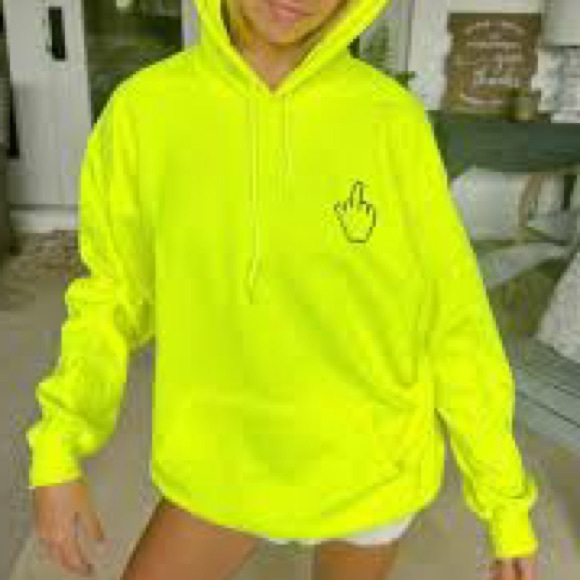 Sadie | Tops | Neon Middle Finger Hoodie | Poshmark